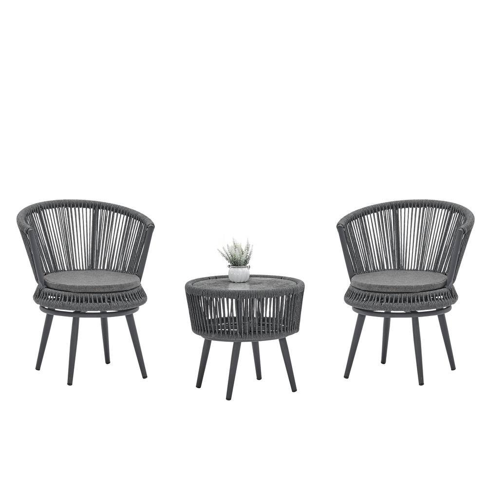 3-Piece Wicker Patio Conversation Set H-W32729832 - The Home Depot