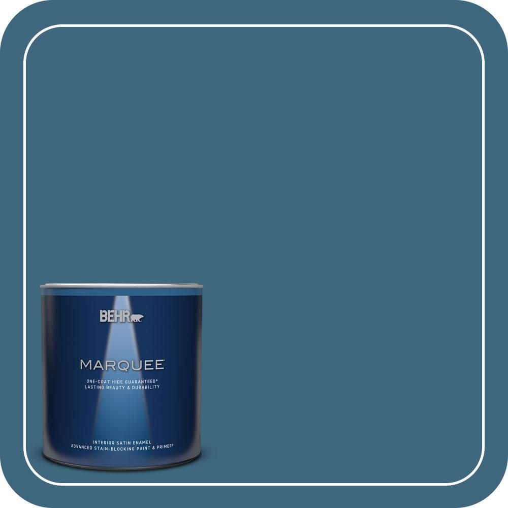 BEHR MARQUEE 1 qt. #MQ5-61 Ocean Storm One-Coat Hide Satin Enamel ...