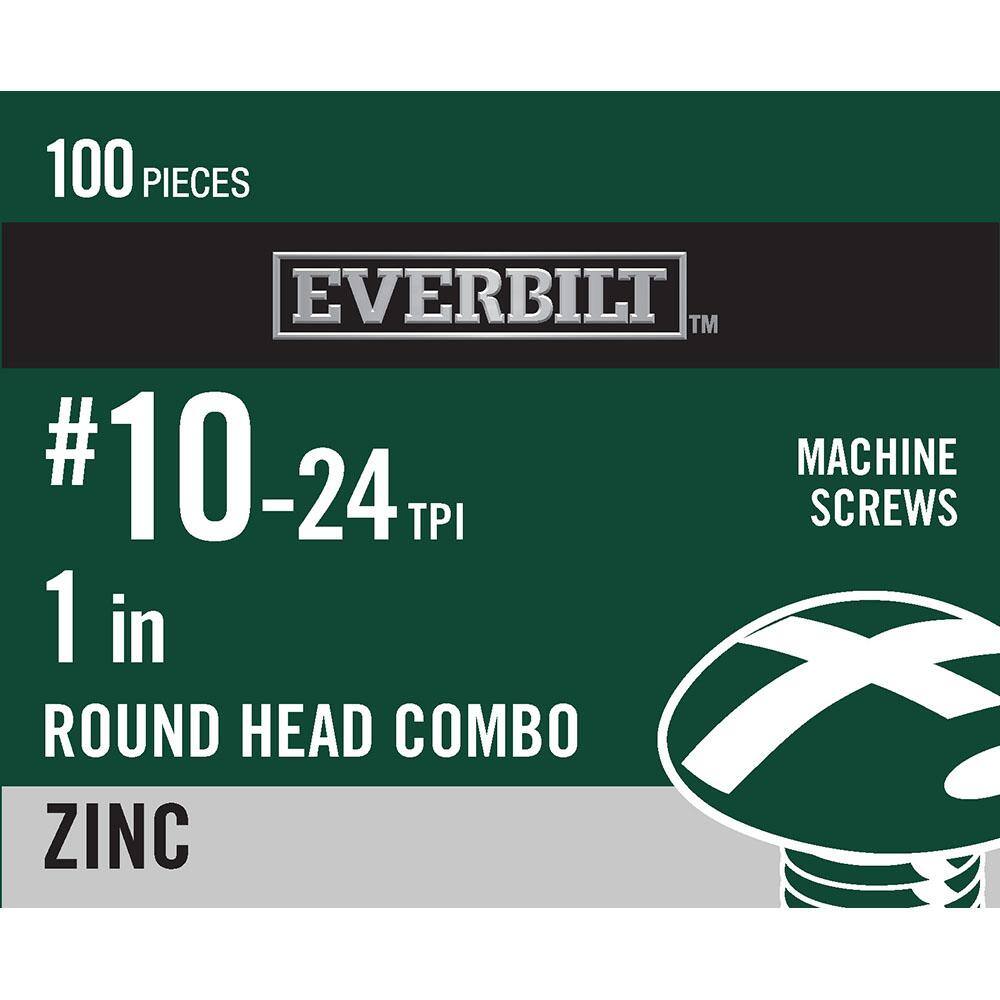 Everbilt 10 24 X 1 In Zinc Plated Combo Round Head Machine Screw 100