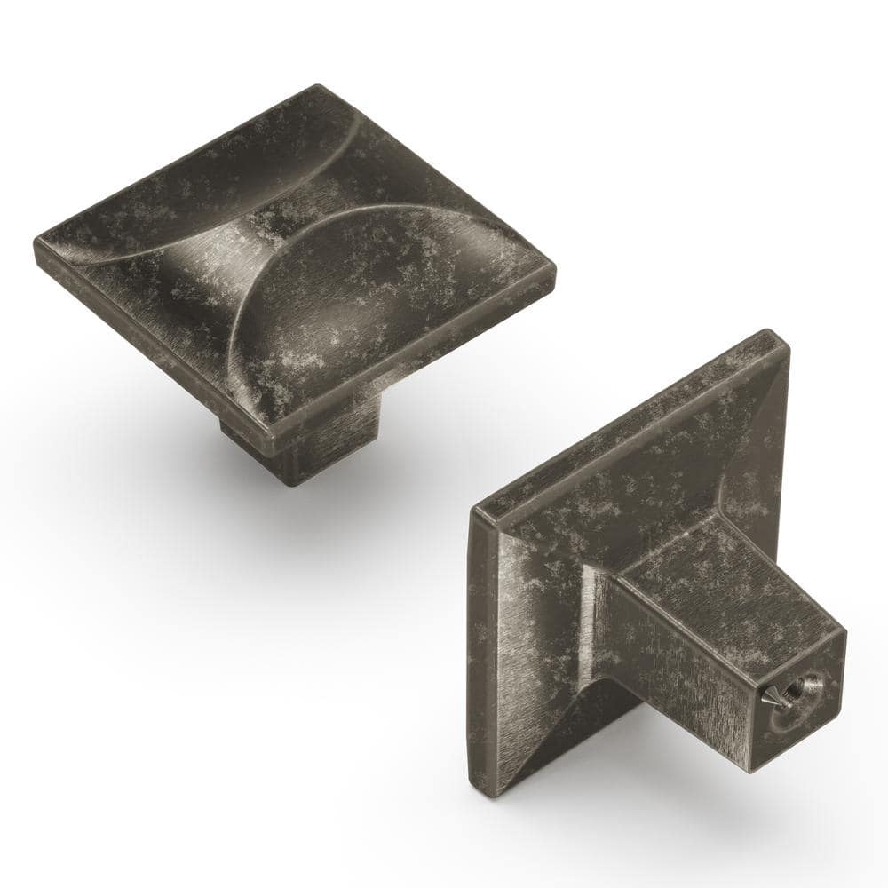 HICKORY HARDWARE Crest Collection Knob 1-1/4 in. Distressed Black ...