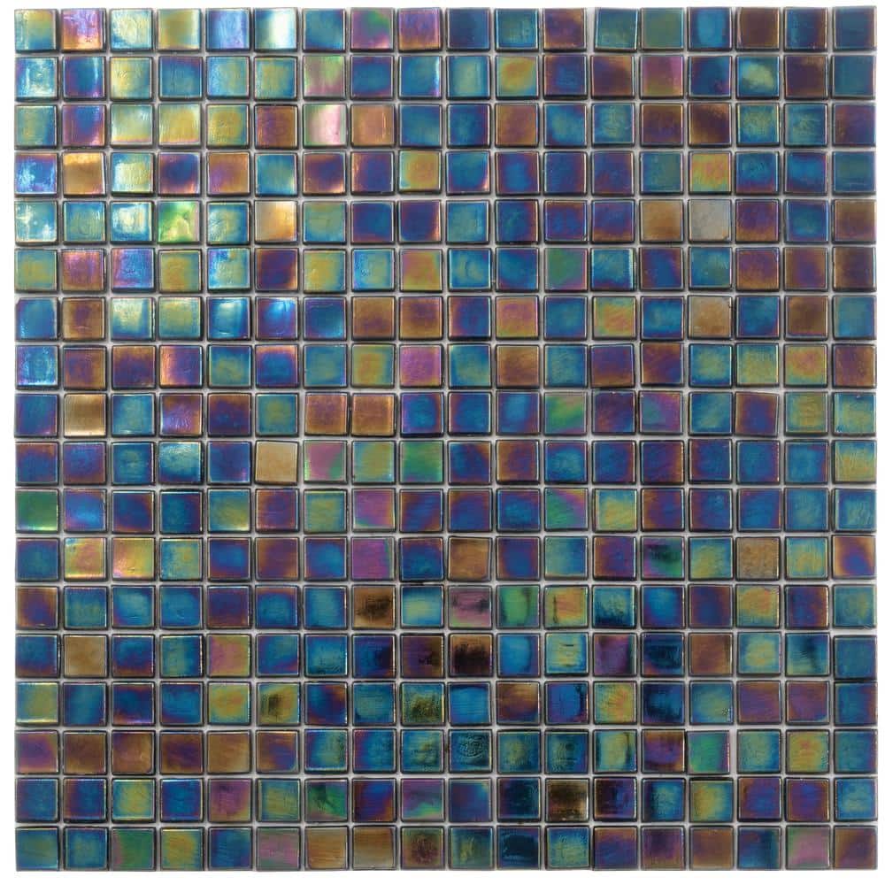 Apollo Tile Skosh 4" x 6" Glossy Shimmer Multi Blue Glass Mosaic ...