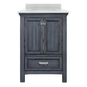 Foremost Brantley 25 in. W x 22 in. D Bath Vanity in Distressed Grey with Vanity Top in Silver ...