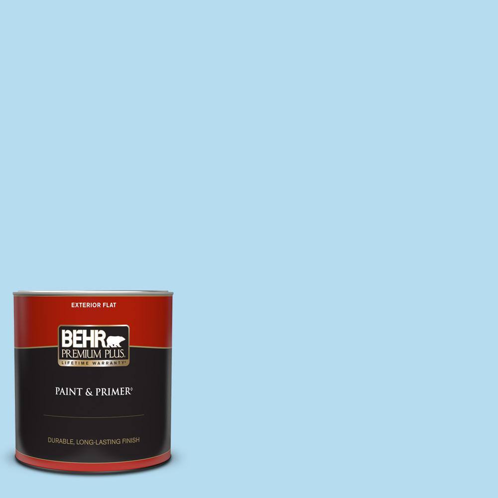 BEHR PREMIUM PLUS 1 qt. #P500-2 Seashore Dreams Flat Exterior Paint ...