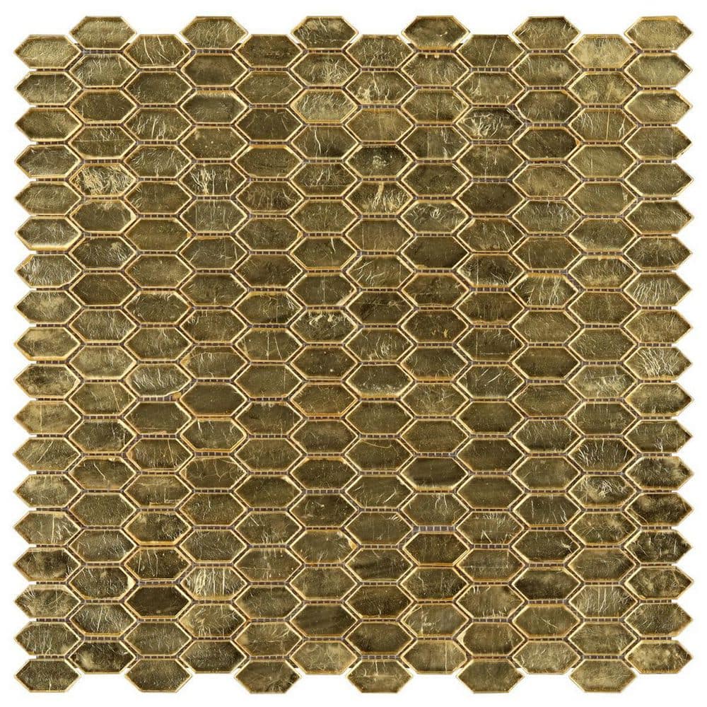 Ivy Hill Tile Glimmer Gold 4 in. x 0.16 in. Polished Glass Wall Mosaic ...