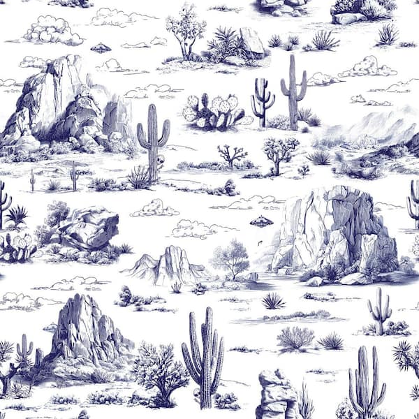 Veer Decor Area 51 Novelty Toile Navy Blue Peel and Stick Wallpaper ...