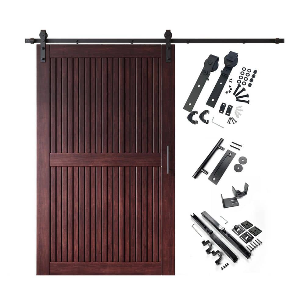 HOMACER ST 42 in. x 84 in. C-Panel Red Mahogany Vertical Stripe Design ...