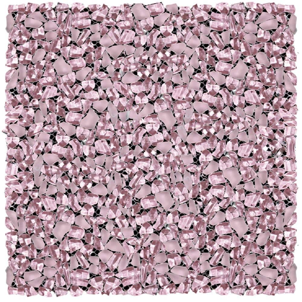 Apollo Tile Pink 4 in. x 5 in. Polished and Honed Pebble Glass Mosaic ...