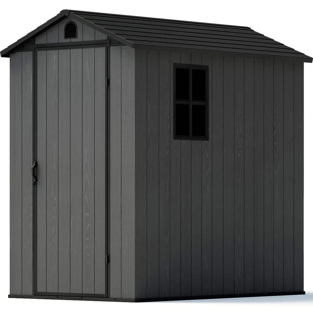 Patiowell 4 ft. W x 6 ft. D Outdoor Storage Gray Plastic Shed with ...
