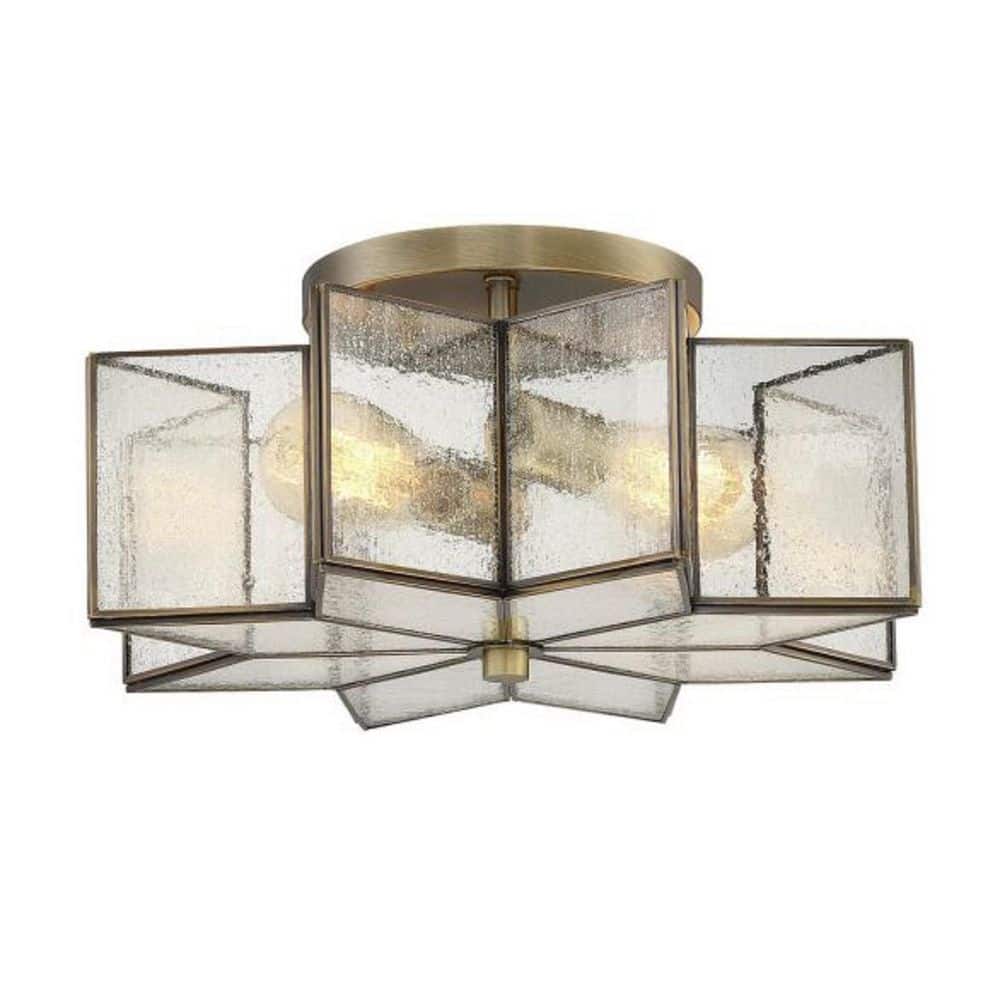 TUXEDO PARK LIGHTING 16 in. W x 7 in. H 2-Light Natural Brass Semi ...