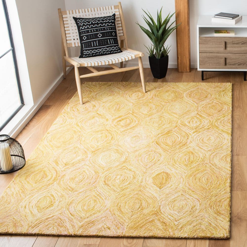 SAFAVIEH Ikat 4 ft. x 6 ft. Gold Abstract Area Rug IKT631D-4 - The Home ...