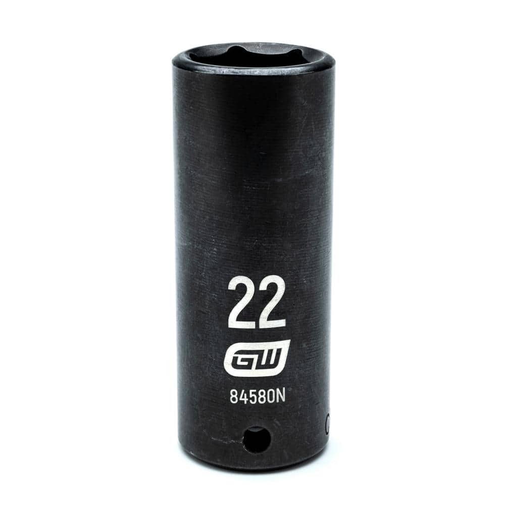 GEARWRENCH 1/2 in. Drive 6 Point Metric Deep Impact Socket 22 mm 84580N ...