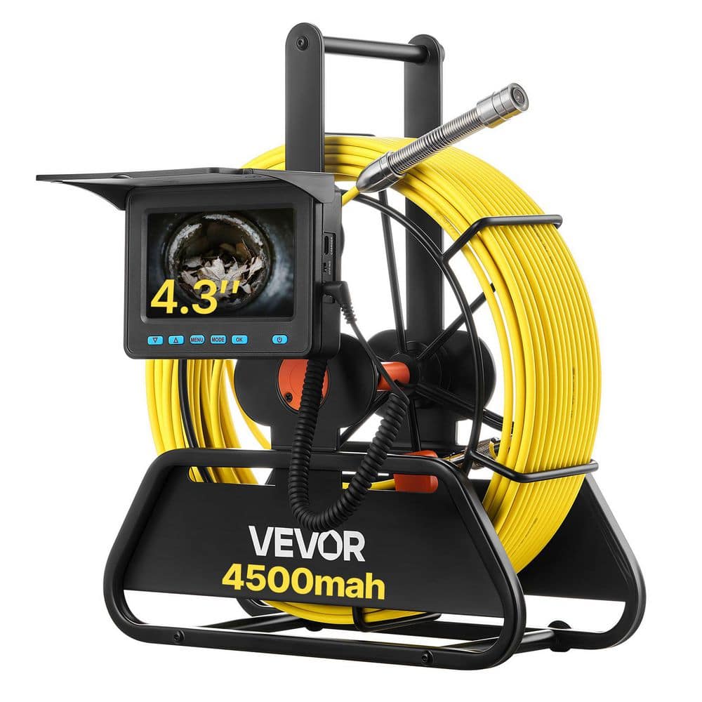 VEVOR Sewer Camera, 164 ft. /50m, 4.3 in. Drain Inspection Camera, IP68 ...