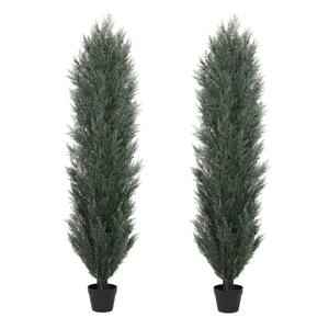 Zeus & Ruta 2-Piece Topiary Tree Artificial 5 ft. Bicolor pines and ...