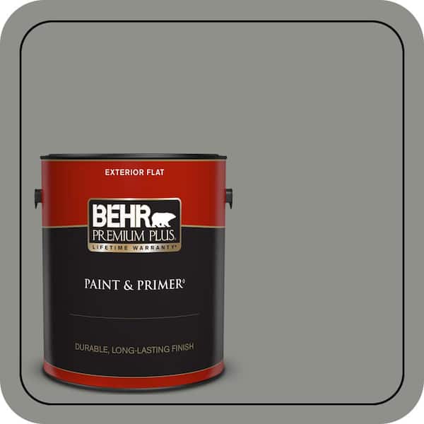 BEHR PREMIUM PLUS 1 gal. #PPU24-20 Letter Gray Flat Exterior Paint ...
