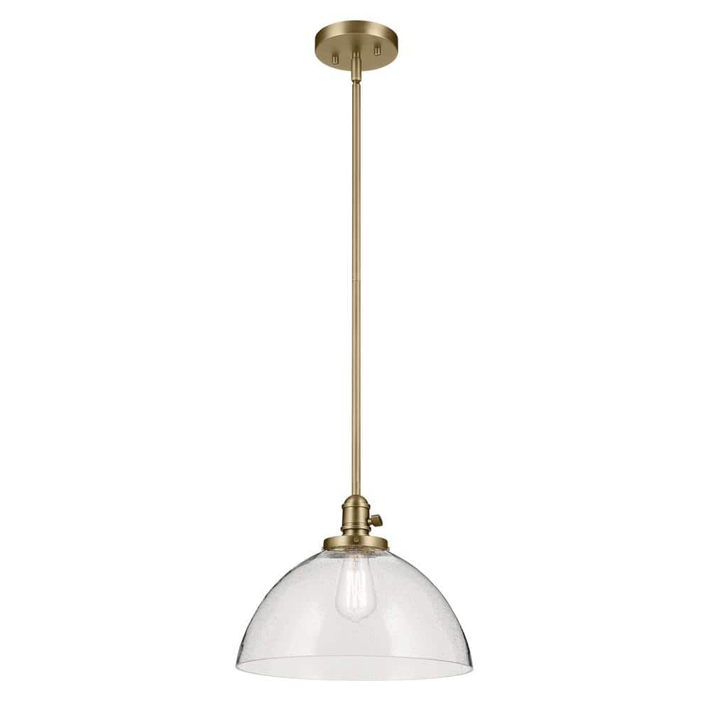 KICHLER Avery 14 in. 1-Light Natural Brass Vintage Industrial Shaded ...