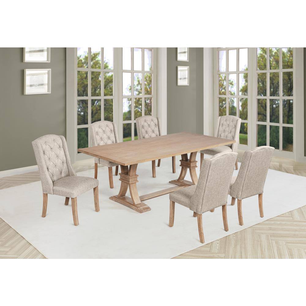 Best Quality Furniture Katt 7-Piece Rectangle Rustic Light Oak Finish ...