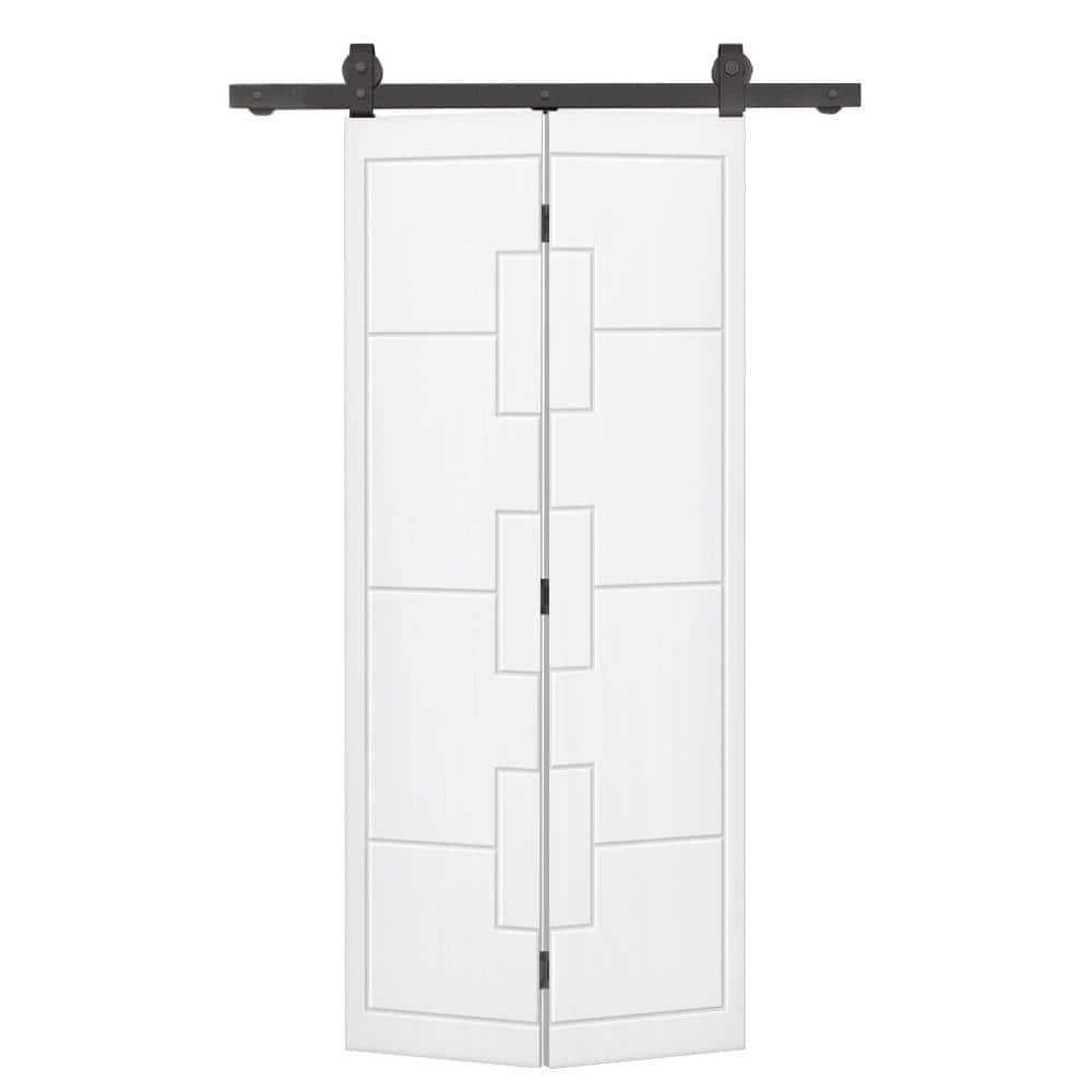CALHOME 32 in. x 80 in. Hollow Core White Painted MDF Composite Bi-Fold ...