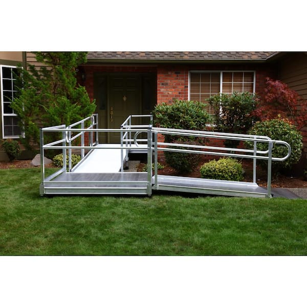EZ-ACCESS PATHWAY 18 ft. Straight Aluminum Wheelchair Ramp Kit with ...