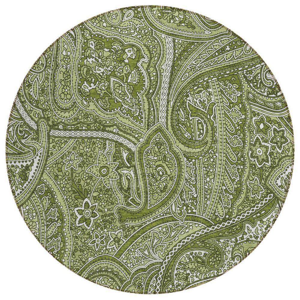 HomeRoots Artichoke Green, Olive Green 8 ft. Round Woven Paisley ...