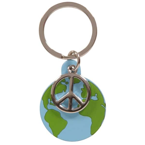 Hillman 3 in. Metal Blue/Green Peace Charm Key Chain 701333 - The Home ...