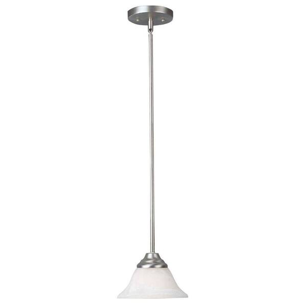 Forte Lighting 1-Light Brushed Nickel Mini Pendant with Marble Glass 2176-01-55 - The Home Depot