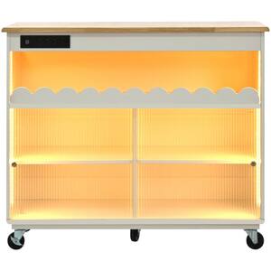 Bunpeony White Wood 45 in. Kitchen Island Kitchen Lockers with Large ...