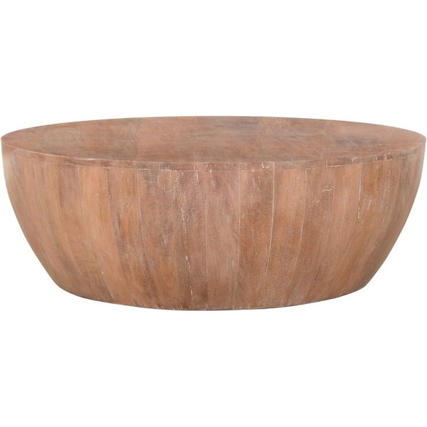 HOME IMPORTS EMPORIUM 35.5 in. Distressed Brown/Brown Round Wood Top ...