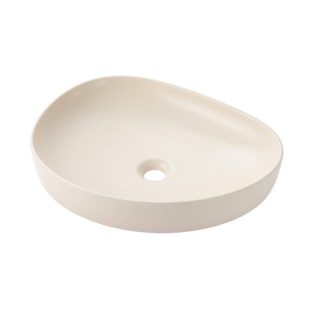LUXIER Modern 22 in. Bathroom Ceramic Vessel Sink Art Basin in Beige ...