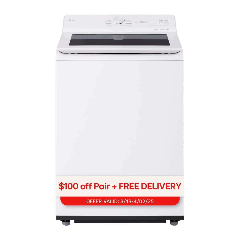 LG 5.0 cu.ft. SMART Top Load Washer in Alpine White with TurboWash, Easy Unload and AI Sensing ...