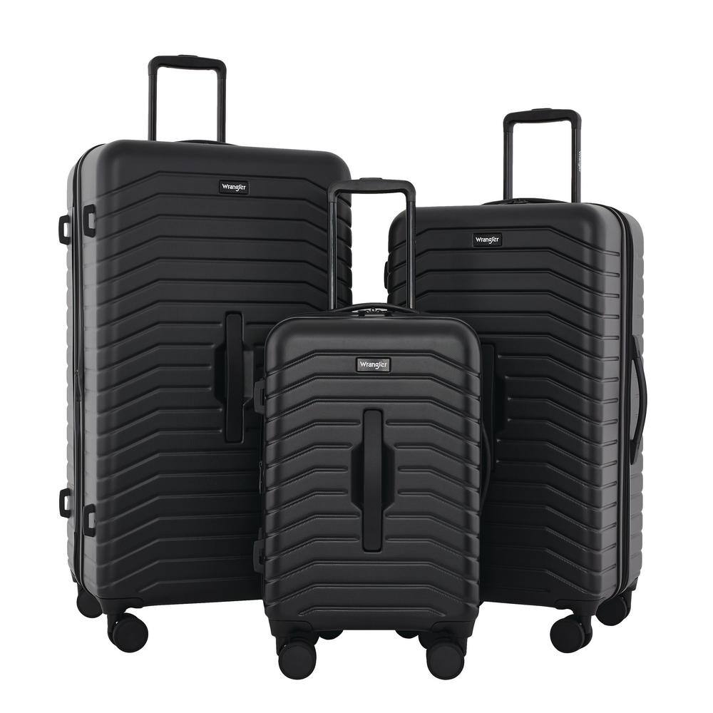 Wrangler 3-Piece Black Expandable Rolling Hard Side Trunk Luggage Set ...