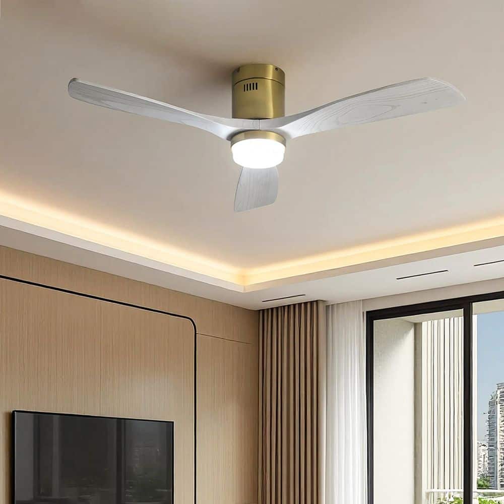 Reviews for MODERN HABITAT 52 in. Integrated LED Indoor Gold Flush Mount Ceiling Fan with Remote ...