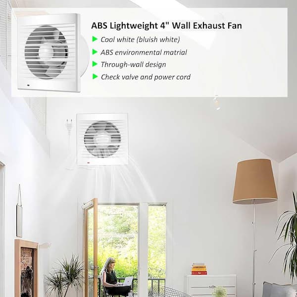 KIWDZFU White 55 CFM 12W Plastic 4 in. Electric Powered Exhaust Fan ...