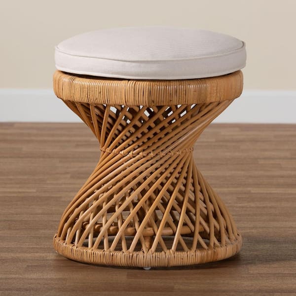 bali pari Borneo Light Honey Rattan Non Upholstered Ottoman Footstool 248 13735 HD