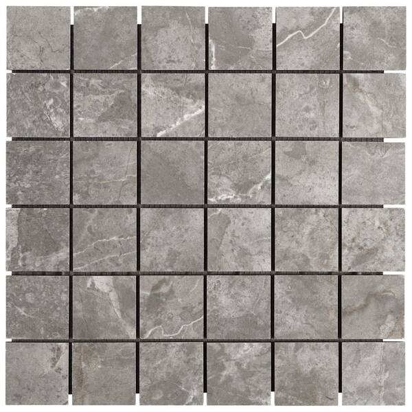 Ivy Hill Tile Areno Fossil Gray 4 in. x 0.35 in. Matte Porcelain Mosaic ...