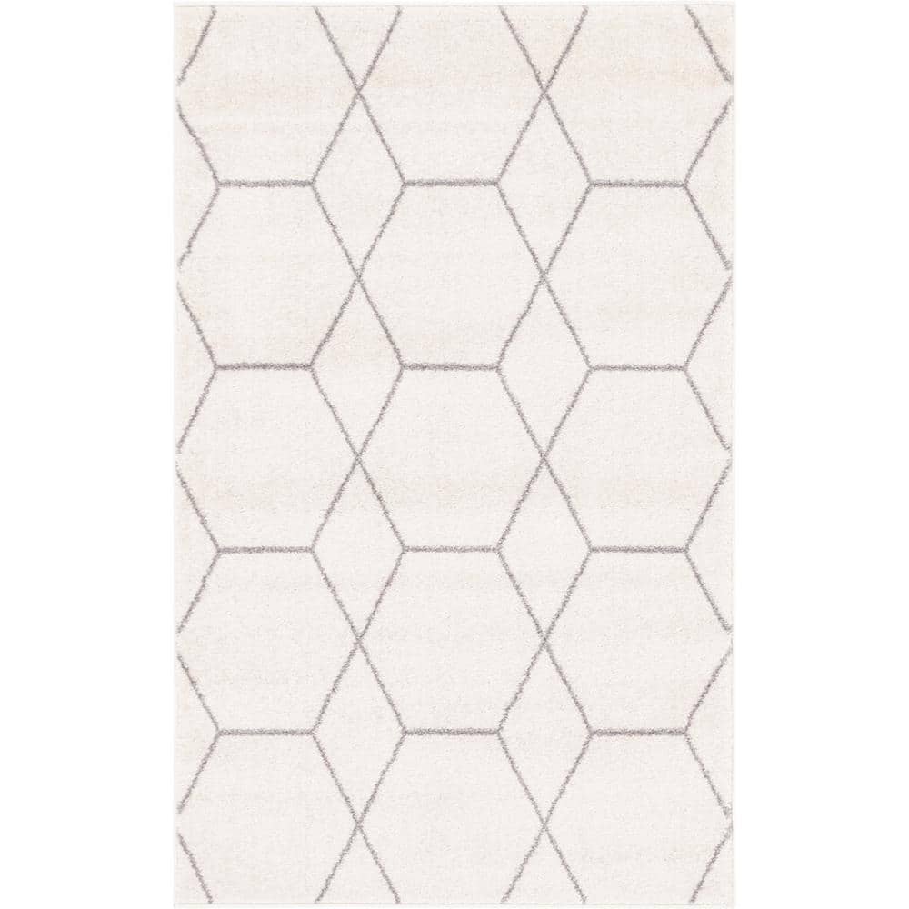 StyleWell Trellis Frieze Ivory Doormat 3 ft. x 5 ft. Geometric Area Rug ...