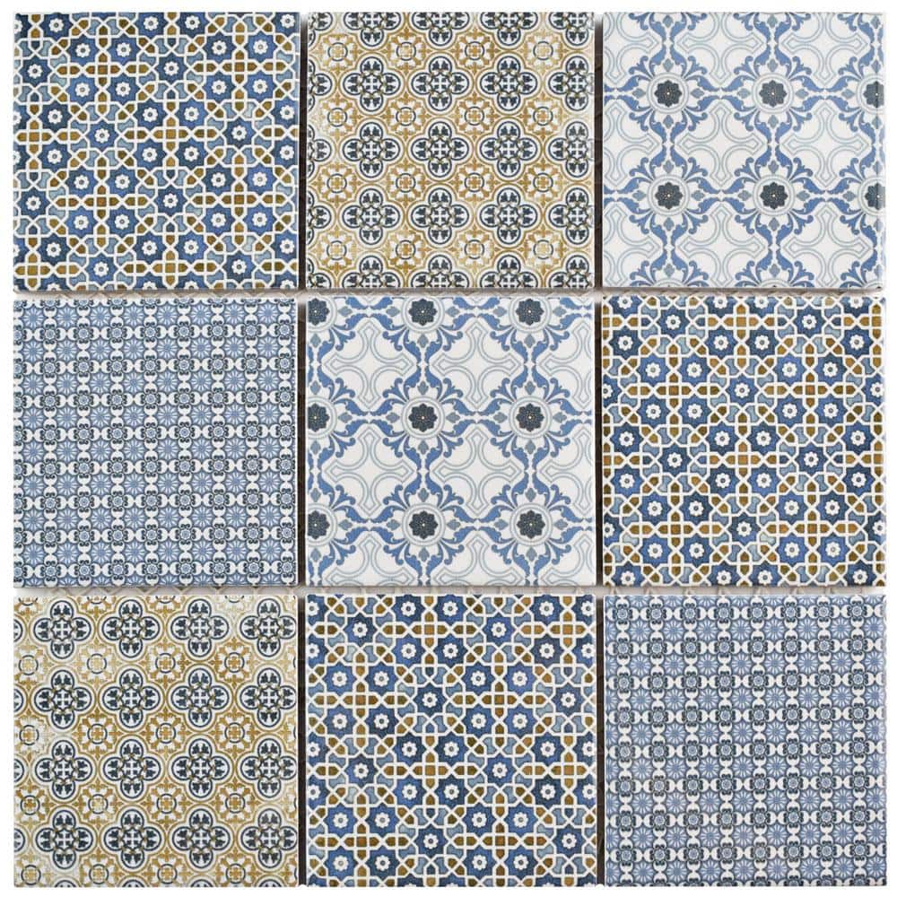 Merola Tile Classico 4 in. Square Mix 6 in. x 6 in. Porcelain Mosaic ...
