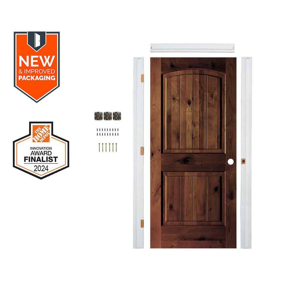 Krosswood Doors 32in.x80in. Alder Left Top Arch VG Red Mahogany Stain ...