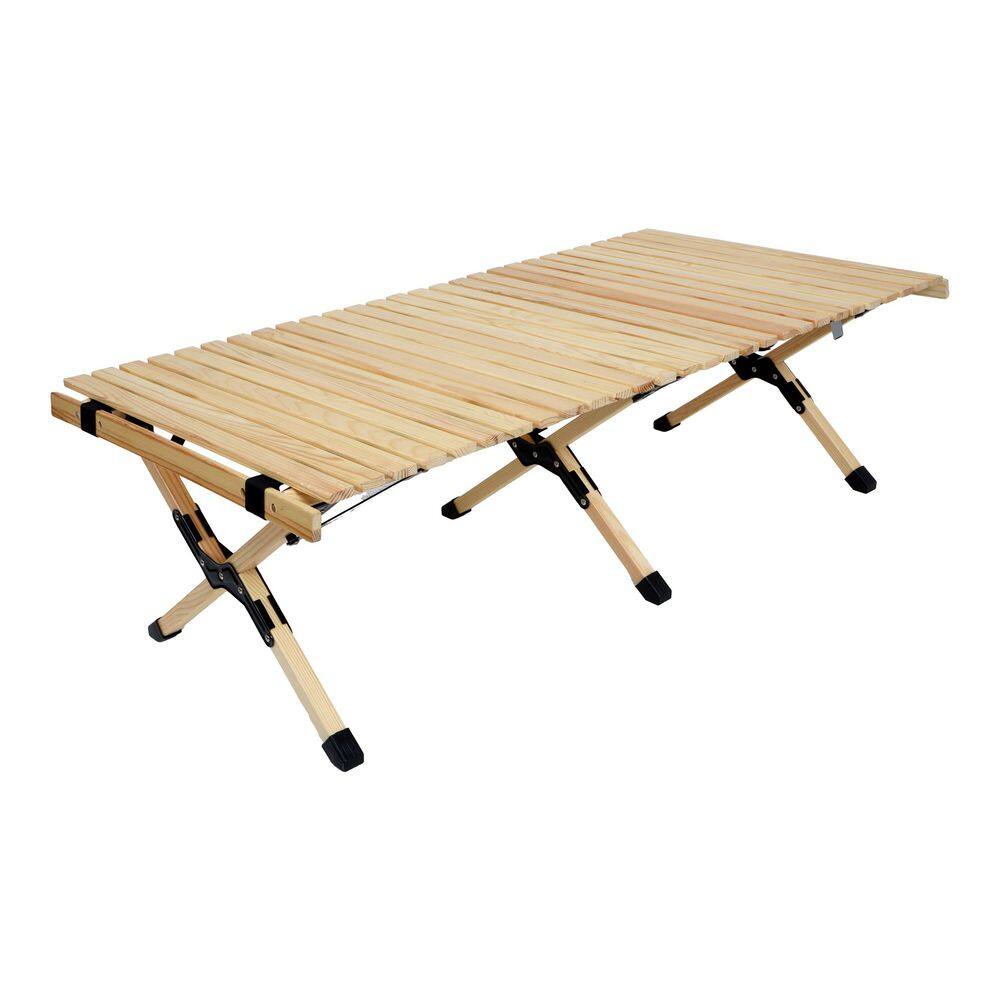 Phewnyzo 23.62 in. Brown Rectangle Wood Outdoor Portable Foldable ...