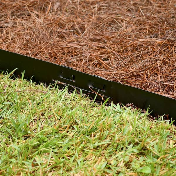 Vigoro 8 ft. L Black Metal Landscape Edging with 4 Stakes 867359 - The ...