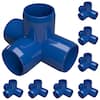 Formufit 3/4 in. Furniture Grade PVC 4-Way Tee in Blue (8-Pack) F0344WT ...