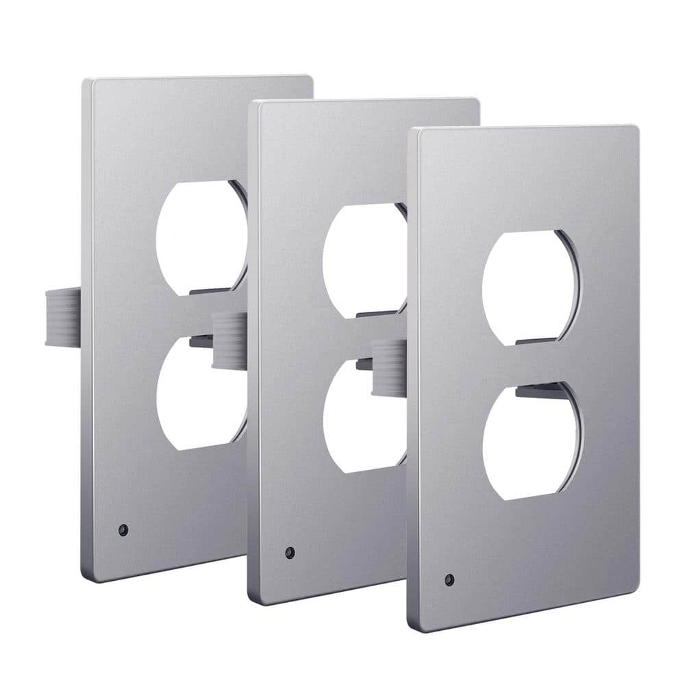 TOPGREENER 1-Gang Silver Duplex Outlet Plastic Screwless Midsize Wall ...