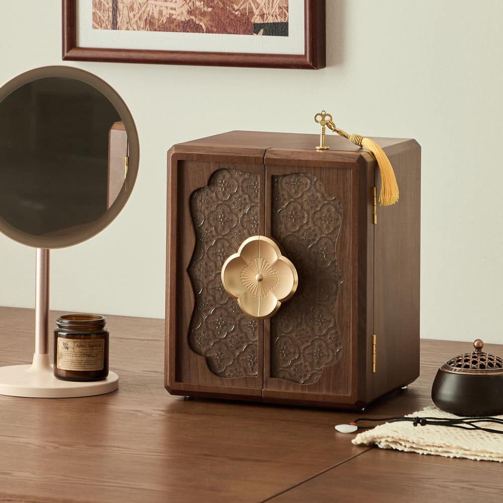 Lesly Modern Walnut Color MDF with Walnut Veneer Double-Door with ...