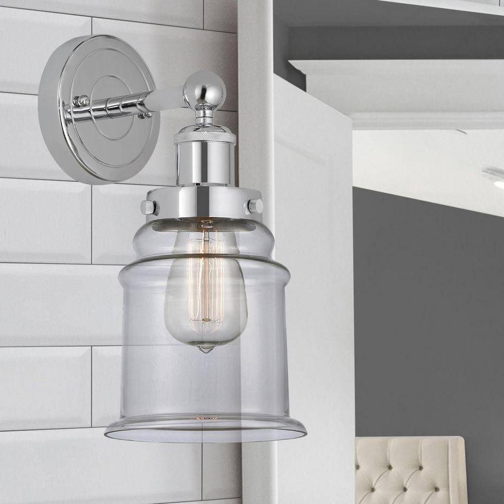 Innovations Canton 1-Light Polished Chrome Wall Sconce with Clear Glass ...