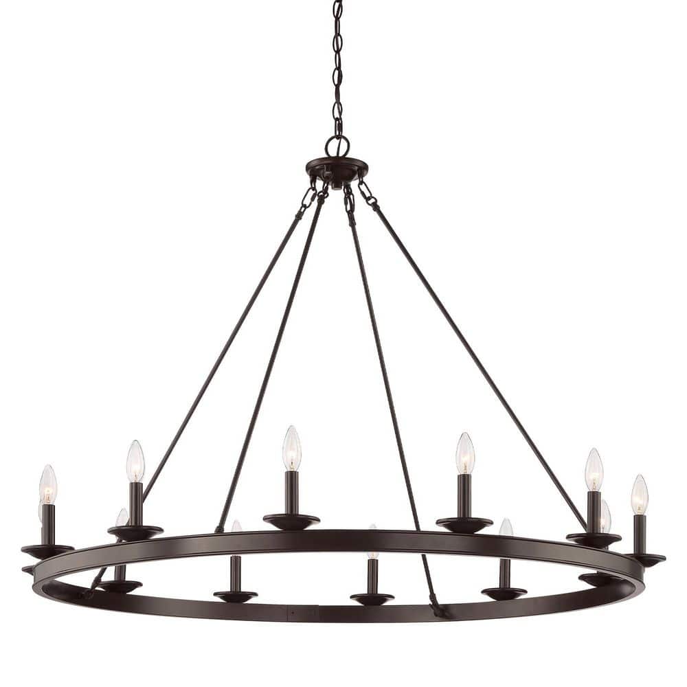 Modland 12-Light Bronzed Finish Candle Style Wagon Wheel Pendant Light ...