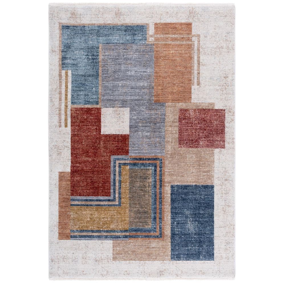 SAFAVIEH Forum 8 ft. x 10 ft. Ivory/Rust Gray Abstract Geometric Area ...