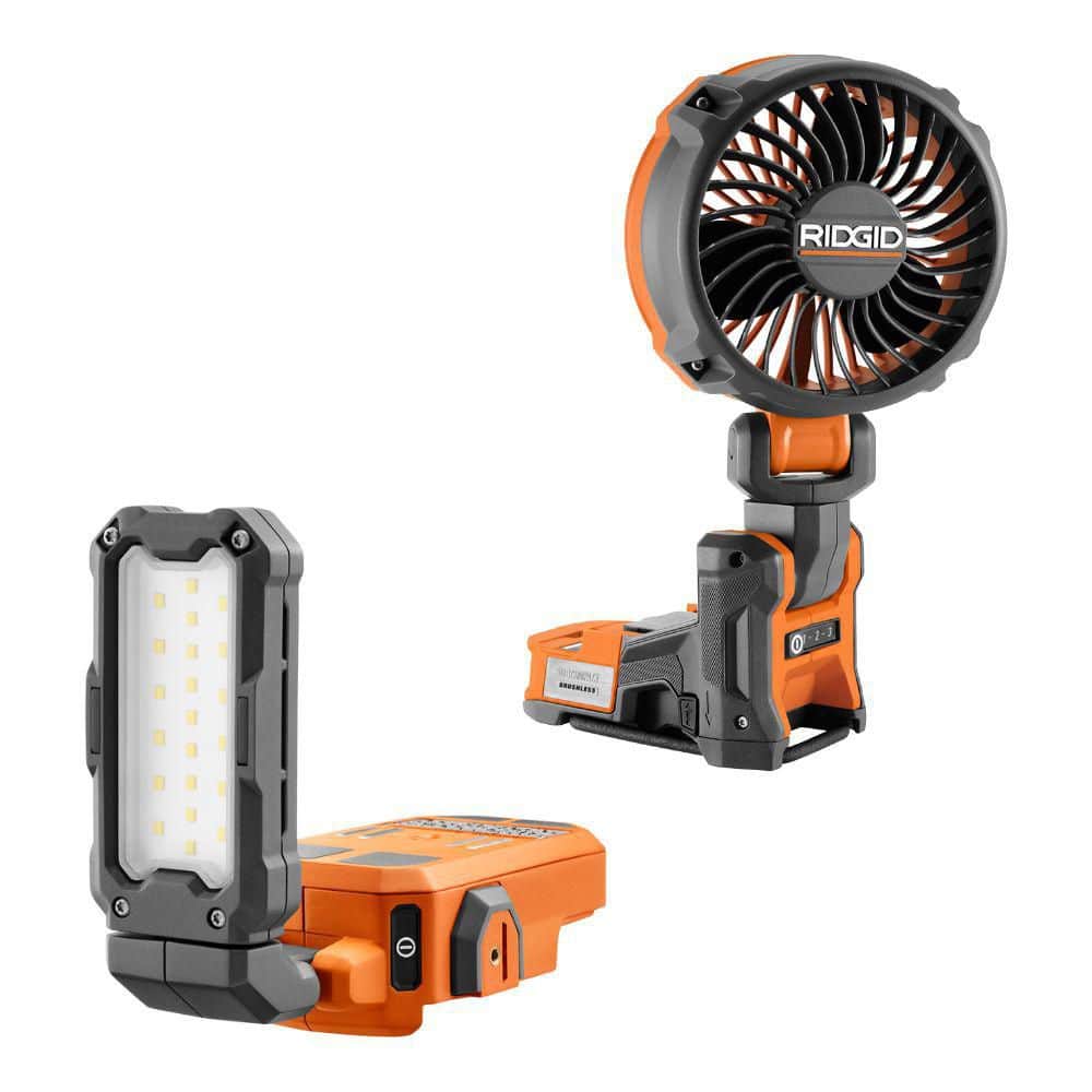 RIDGID 18V SubCompact Brushless Cordless Magnetic Clamp Fan with 18V ...