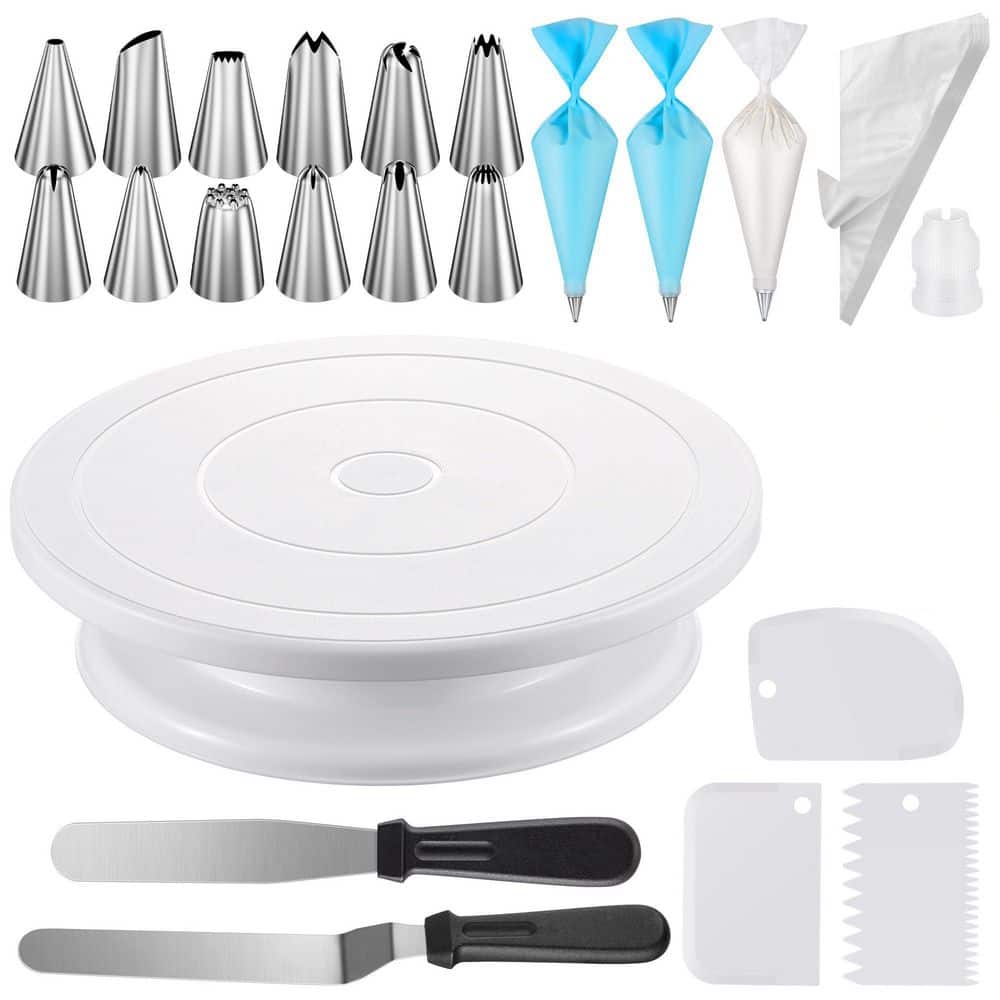 Wudkey 71-Pieces Cake Decorating Kit Cake Stand 12-Piping Tips Set 2 ...