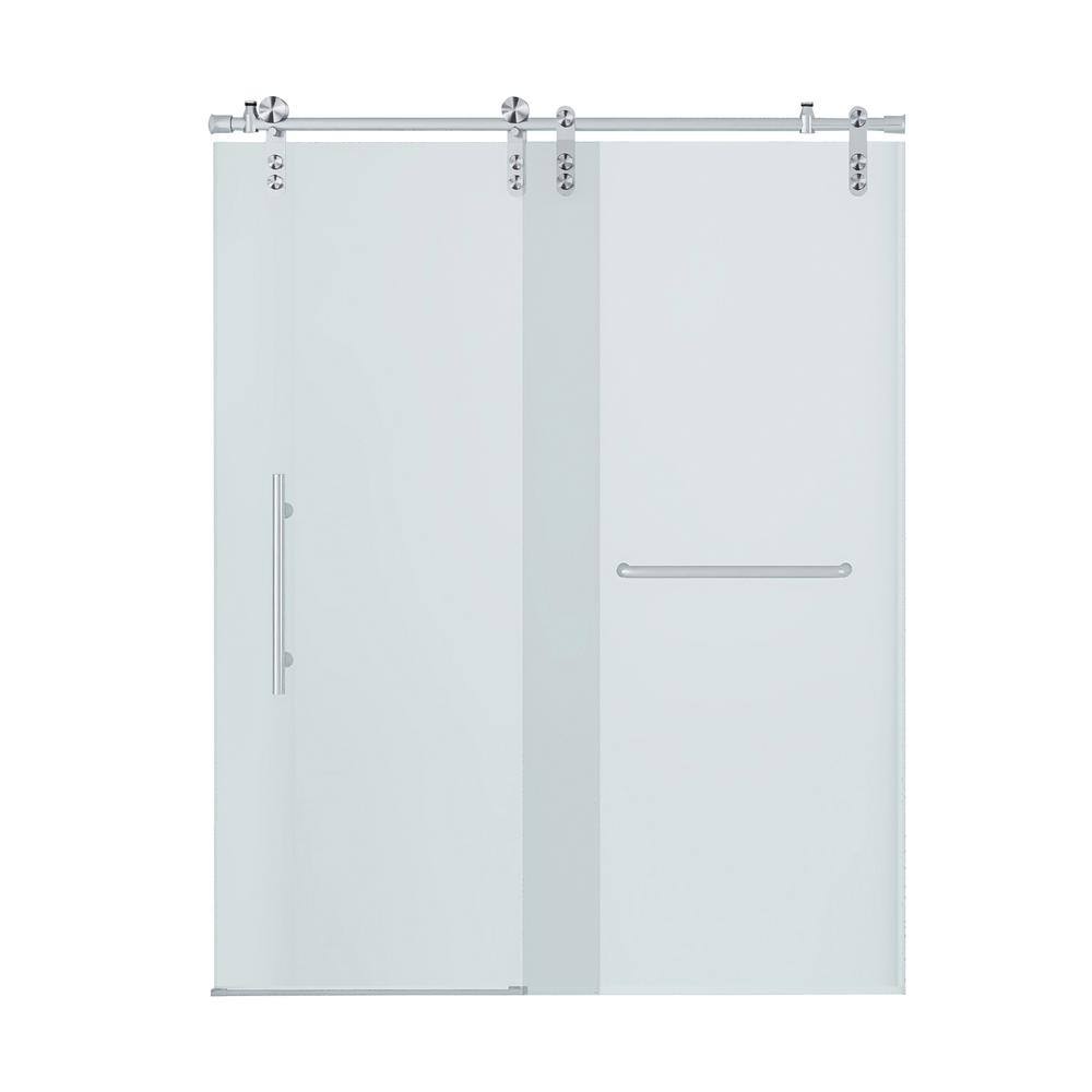 TCYO 60 in. W x 76 in. H Sliding Frameless Shower Door in Brushed ...