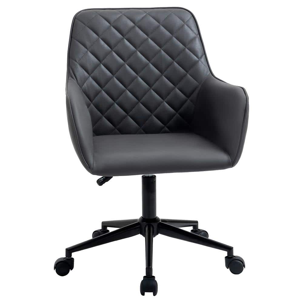 Vinsetto Dark Grey, Mid Back Modern Home Office Chair Swivel Computer ...