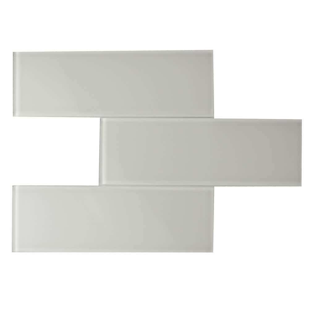 Giorbello Glass Subway 3 in. x 9 in. x 6mm Wall Tile Case - Light Gray ...